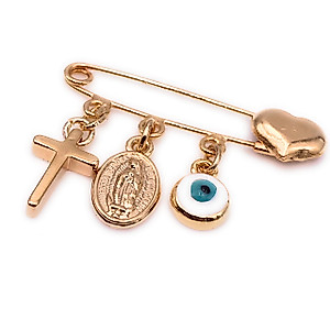 LESLIE BOULES Gold Plated Brooch Pin for New Born Charm Religious Jewelry