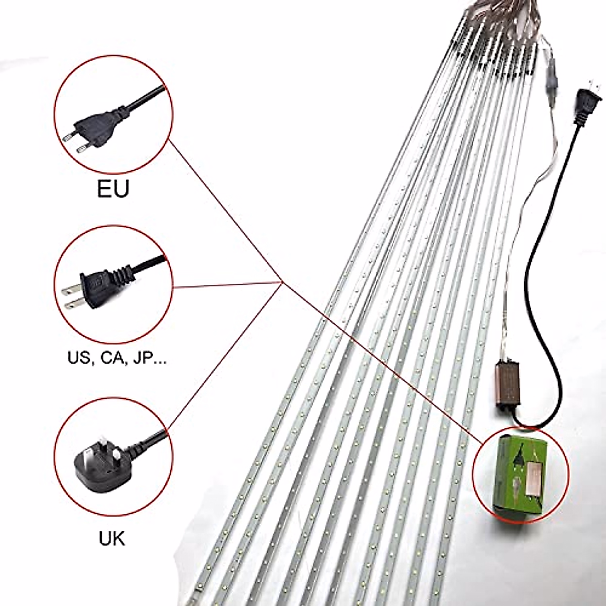 LED Falling Rain Light 30cm 8 Tubes 240 LED High Brightness Drop Lights Cascading Icicle String Light for Christmas New Year Night Lighting Garden Tree Home Decor, Red