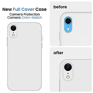 FireNova Designed for iPhone XR Case, Silicone Upgraded [Straight Edge] & [Camera Protecion] Phone Case with Soft Anti-Scratch Microfiber Lining, 6.1 inch, White