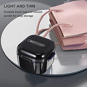 Yardwe Denture Bath Case Cup Box Portable False Teeth Holder Storage Soak Container Orthodontic Retainer Case with Strainer Basket for Travel Cleaning Black