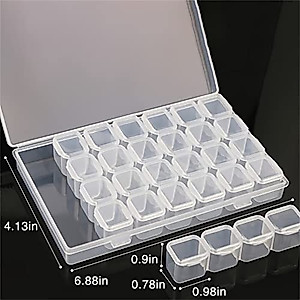 Typutomi 28 Grids Storage Box, Clear Plastic Diamond Painting Embroidery Box Beads Storage Container Jewelry Case for Beads, Jewelry, Tools, Pill and DIY Crafts