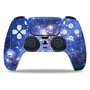Gebaisi PS5 Controller Skin Sticker for Playstation 5 Cover Wrap Decal Blue Starry Sky