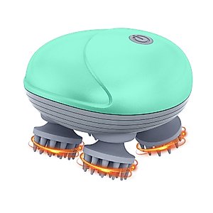 JXTZ Handheld Pet Massager for Dogs and Cats, Portable Electric Cat and Dog Massage Tool with 4 Massage Heads, 3 Speeds, Electric Pet Massager Head and Back Scratcher for Tight Muscles Stiffness Green