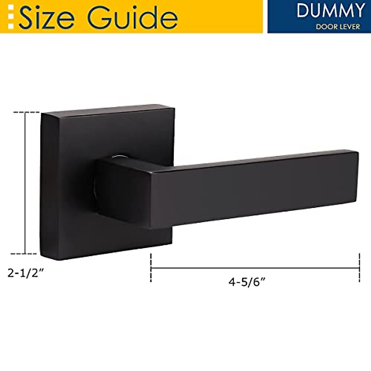 home improvement direct No Lock Dummy Door Lever, Single Sided Door Handle Without Lock for Interior Use, Non-Turning Matte Black Suqare Heavy Duty Lever Set 2 Pack