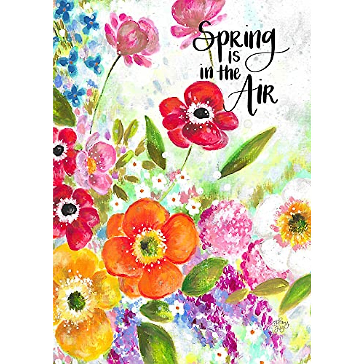 Toland Home Garden 1012586 Spring Is In The Air Spring Flag 28x40 Inch Double Sided Spring Garden Flag for Outdoor House Flower Flag Yard Decoration