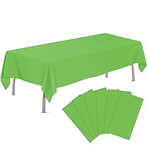 tujol Lime Green 6 Pack Plastic Table Cloth 54" x 108", Disposable Tablecloths Rectangle Table Cover, Plastic Table Cloths for Parties