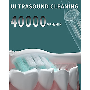 CRKIOB Electric Toothbrush for Adults Ultrasonic Rechargeable Power Toothbrushes One Charge for 180 Days Use with 2 Brush Heads and Holder Electric Toothbrushes (Green)