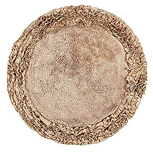 Better Trends Shaggy Border Collection is Ultra Soft, Plush and Absorbent Tufted Bath Mat Rug 100% Cotton in Vibrant Colors, 30" Round, Beige