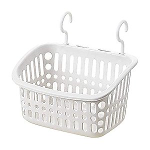 *m·kvfa* Plastic Hanging Shower Basket With Hook For Bathroom Kitchen, Pantry, Bathroom, Dorm Room, Office Storage Holder (B)
