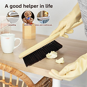 2 Pieces Natural Wooden Clean Hand Broom Brush, Dust Brush for Cleaning, Small Hand Whisk Broom for Bed Sofa Couch Car Clothes Furniture Fireplace Household Cleaning(Khaki)