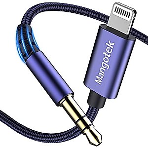 Mangotek Replacement Aux Cord for iPhone, Braided MFi Aux to Lightning Cable iPhone Aux Adapter iPhone Aux Cord Audio for Car Stereo Headphone Speaker iPhone 14 13 12 Pro Max 7 8 Plus SE X XS XR