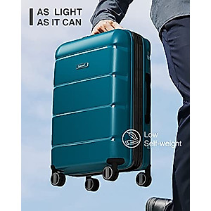 LUGGEX Blue 24 Inch Expandable Luggage with Spinner Wheels - Lightweight Checked Luggage - Effortless Vacation Mobility (Teal Suitcase)