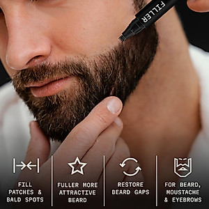 Striking Viking 2 Pack Beard Pencil Filler for Men with 4 Tips (Jet Black) - Fill, Shape & Define with this Long-Lasting, Waterproof Beard Pen Kit Including Brush