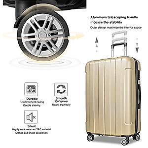 FOCHIER F 3 piece Hard Shell Luggage Sets Suitcase Set, PC+ABS Lightweight Hardside Travel Suitcase with Spinner Wheels & TSA Lock for Women Men (20/24/28 inch)