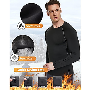 TELALEO 5 Pack Men's Thermal Compression Shirts Long Sleeve Turtle Mock Neck Shirts Athletic Base Layer Top Winter Cold Gear L