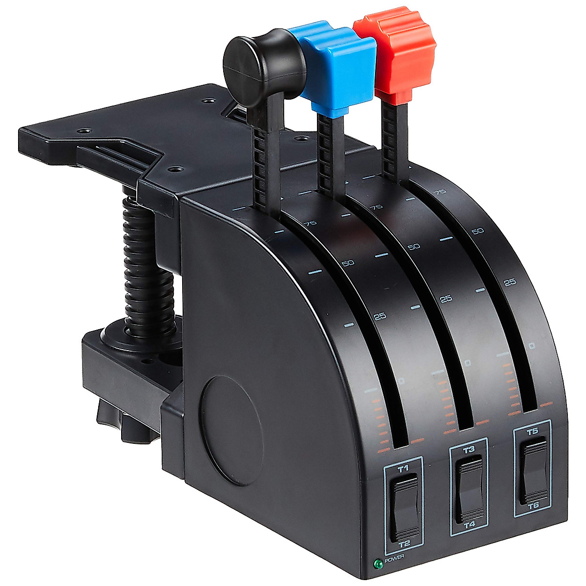 Logitech G Saitek PRO Flight Throttle Quadrant, Professional Simulation Axis Levers, LCD Display, 3x Two-Way Rocker Switches, Adjustable Bracket, USB, PC - Black