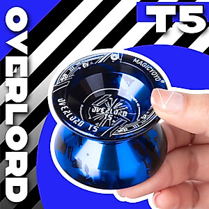 MAGICYOYO Unresponsive Yoyo T5 Black Blue Professional Yoyo for Kids Advanced Playing, Dual Purpose Yoyo with Responsive Yoyo Bearing Kit + 12 Yoyo Strings + Bearing Removal Tool+ Yoyo Storage Bag