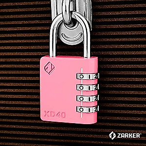 Zarker XD40 4-Digit Combination Padlock, Pink, 1-Pack