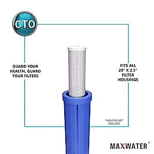 (4 Pack) 20" x 2.5" Carbon Block Water Filter Whole House Reverse Osmosis CTO Carbon 5 Micron compatible with 20" Slim Blue Whole House Water Filtration Systems