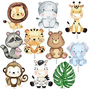 24pcs Jungle Animals Party Cupcake Toppers Decorations Jungle Safari Animal Theme Party Supplies for Zoo Wild Animal Birthday Party Baby Shower Supplies