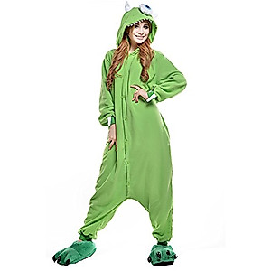 VU ROUL Unisex-adult Costumes Mike Onesie Pajamas Size Medium Green