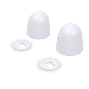 4 Pieces Toilet Bolts Caps, A.I.FORCE Toilet Bolt Covers, Universal Toilet Floor Caps with Extra Washers for Easy Installation, Plastic Round Push-On Toilet Bowl Bolt Caps Covers, 1.44" Height, Almond