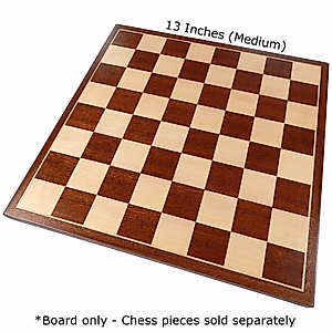 Erebus Chess Board with Inlaid Mahogany Wood, Medium 13 x 13 Inch, Board Only