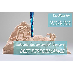 DashHound BRB224 Milling Cutters 2 Flutes Ball Nose Solid Carbide Up Cut CNC Spiral Bits NACO Coated 2D 3D Carving Router Bit 2.4Deg with 1/8 Inch Cutting Dia, 1/8"CD X 1-1/2"CL X 1/4"SD X 3"OL