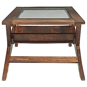 Signature Design by Ashley Charzine Contemporary Rectangular Coffee Table with Clear Tempered Glass Top, Brown