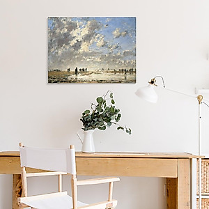 French Impressionist Landscape Oil Painting Sunset on The Coast Landscape Wall Art Wall Art Paintings Canvas Wall Decor Home Decor Living Room Decor Aesthetic 12x16inch(30x40cm) Frame-Style