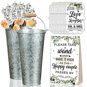 Tandefio 102 Pieces Wedding Sparkler Set, Includes 1 Galvanized Metal Bucket with Handle 1 Wedding Sparkler Card 100 Wedding Sparkler Tags for Wedding Anniversary Bridal Shower Sparkler Send Off