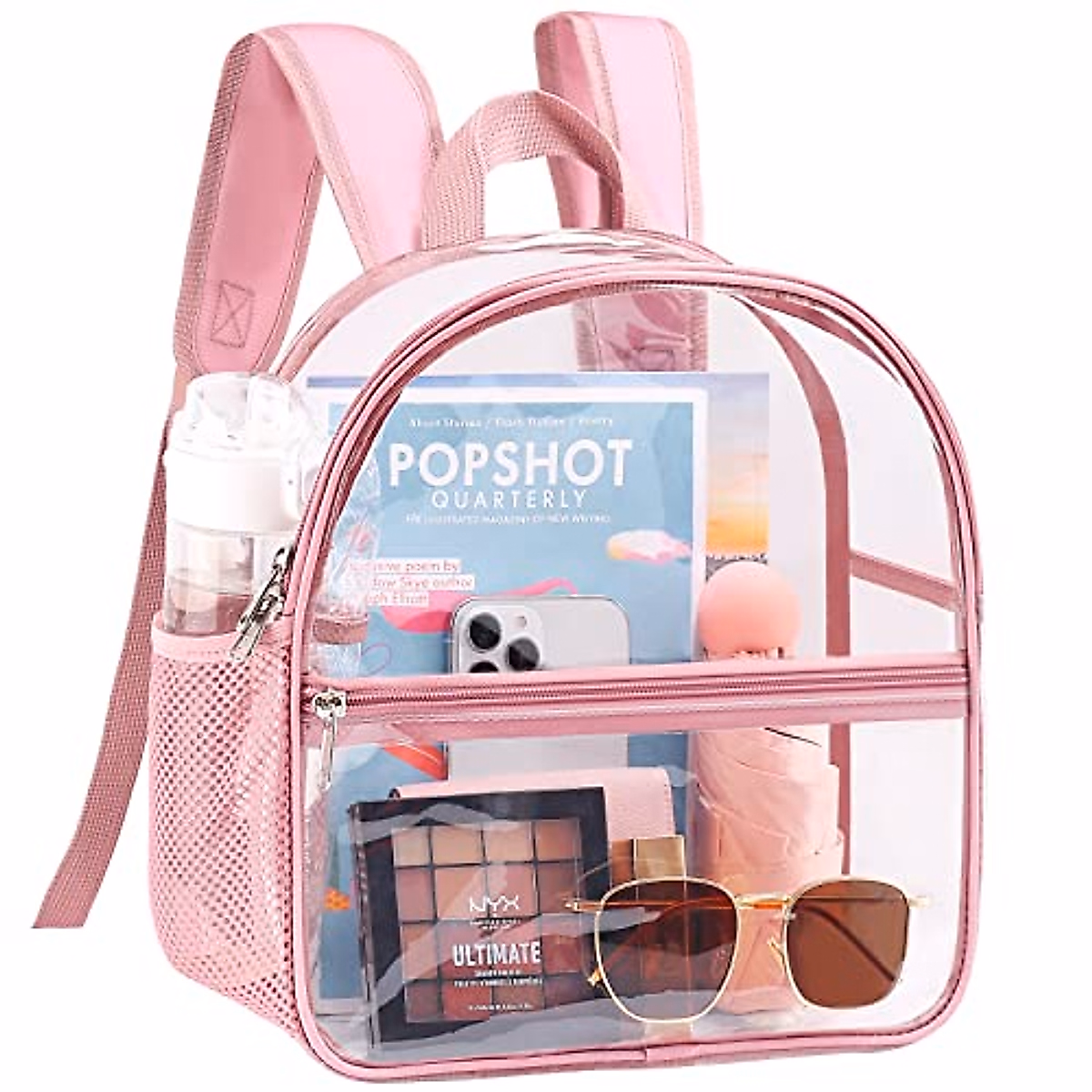 Mossio Clear Bags for Women, Clear Mini Backpack Stadium Approved with Wider Shoulder Straps Rose Gold