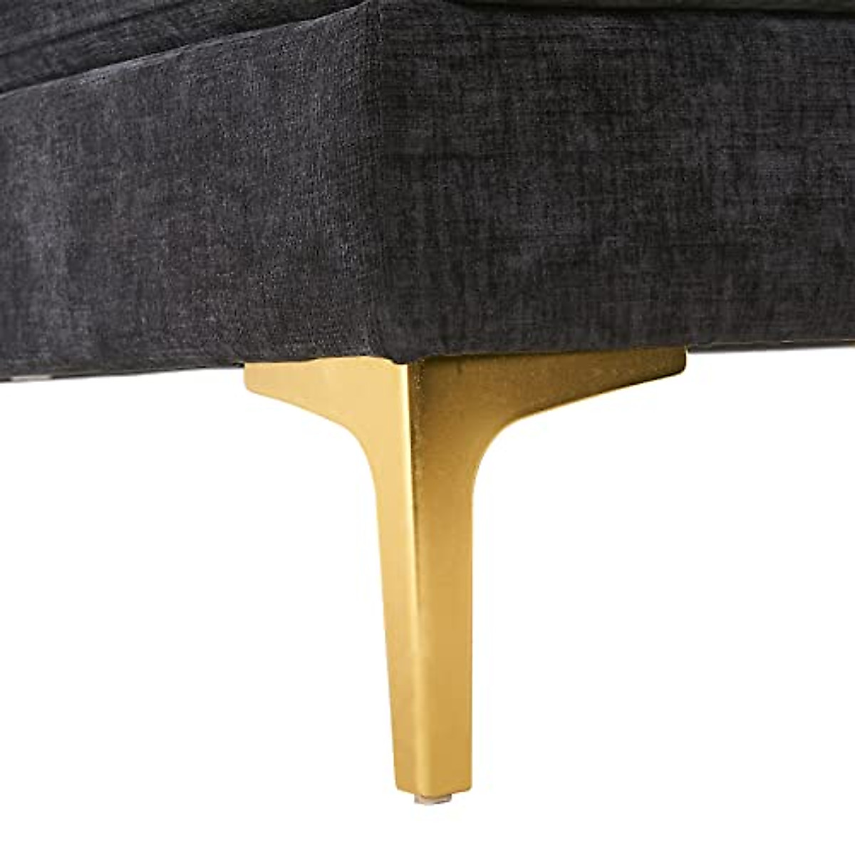 POULEII Sectional Sofa,Modern U-Shape Modular Sectional Sofa Sleeper Couch with Chenille Fabric and Gold-Plated Feet for Living Room, Apartment, Office,Black