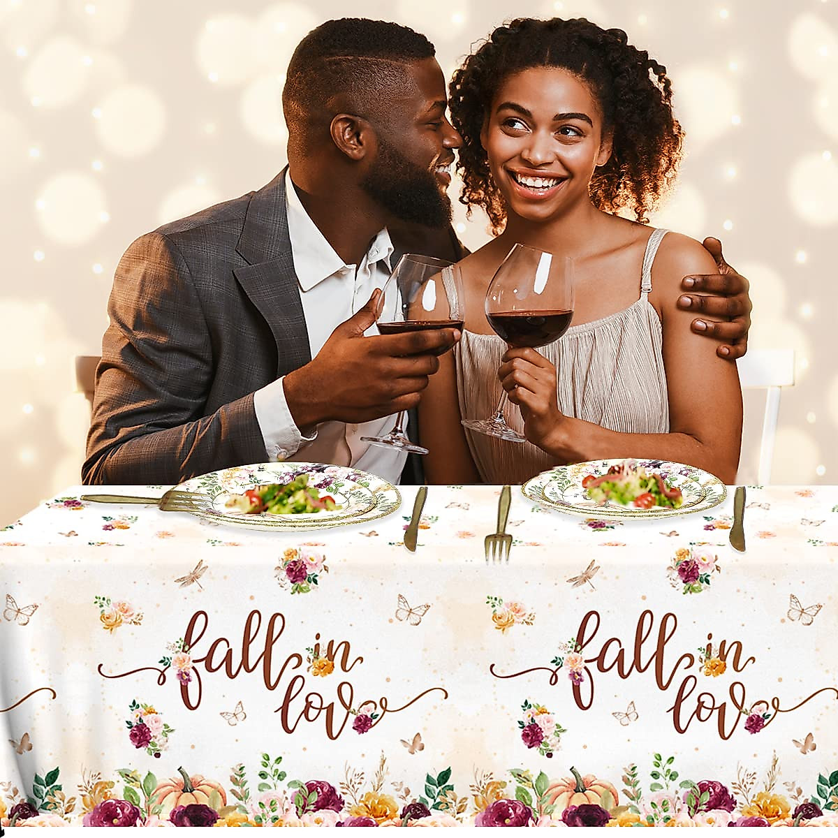 Fall in Love Party Decorations Fall Floral Pumpkin Decoration Set Includes Fall Tablecloths, Fall in Love Dinner Plate Boho Balloons Perfect for Bridal Shower Anniversary Engagement Party Decorations