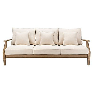 SAFAVIEH Couture Patio Martinique Natural and White Wood Outdoor Sofa, Natural/White