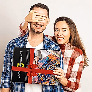 Magicfly 3 Pack Paint by Number for Adults Beginner, Moon Lake Landscape DIY Painting by Number Kit, Easy Acrylic Paint by Numbers on Canvas, 9x12 Inch, Include 10 Multi-Sized Brushes