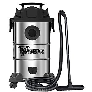 BIDZ 8 Gallons, Powerful 6 Peak HP Motor, 65'' Water Lift Suction Power, Heavy-Duty Stainless Steel Semi- Commercial Shop Vacuum System