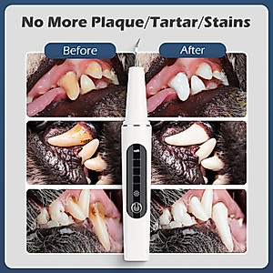 Aiieim Plaque Remover for Teeth,Dog Teeth Cleaning kit,Tartar Remover for Dog Tooth,5 Modes Ultrasonic Dental Tool Cleaner & Scraper for Pet Tooth with Led Light-White