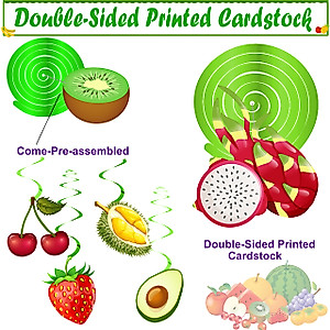 30pcs Tutti Frutti Hanging Swirls Decorations Summer Fruit Party Ceiling Streamer for Fruit Theme Party Supplies Birthday Baby Shower Favor Spiral Ornaments