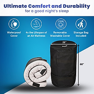 Matrix Cell 4 inch Queen Memory Foam Floor Mattress Pad, Roll Up Mattress, Guest Floor Mattress for Adults, Roll Away Bed for Sleepover, Sleeping Mat, Cot Mattress Pad, Heavy Duty Travel Cot