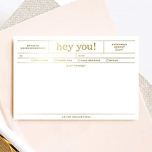 Bliss Collections Desk Notes and Messages, Gold Foil,"Hey You" Notepad to Send Reminders, Thank You Notes, Urgent Correspondence or Just Because, 4"x6" Tear-Off Sheets (50 Sheets)