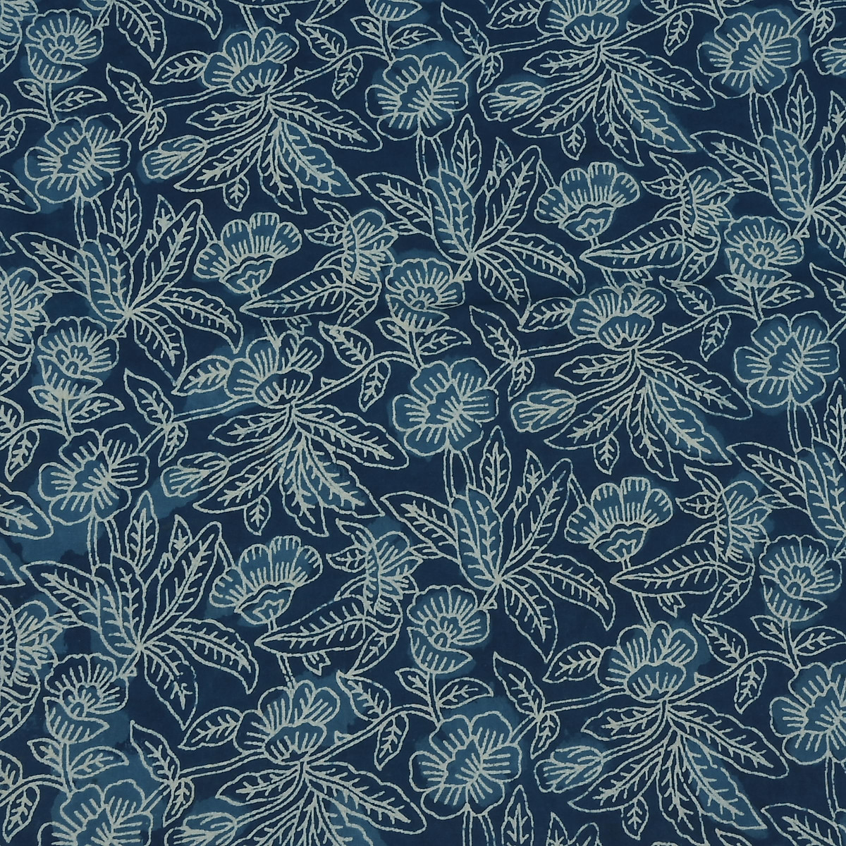 The Cozy Creations Hand Block Print Fabric by 5 Yard - PRECUT 5 Yard 44 Inch Width - 100% Cotton Material - Indigo Blue & White Floral Pattern - Light Weight Indian Cloth for Making Summer Dress