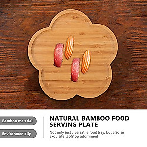 Hemoton Wood Serving Tray Flower Shaped Dessert Plate Food Tray Dinner Plate Serving Platter Appetizer Plates for Steak Fish Seafood Cooking Baking Yellow