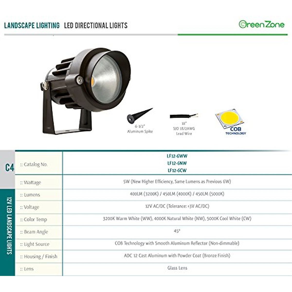 Westgate Waterproof Landscape Light LED Spotlight Adjustable Directional Security Lighting for Deck Yard Garden Pathway - Spike Stand /MR16 Bulb Included (8 Pack 4000K Natural White)