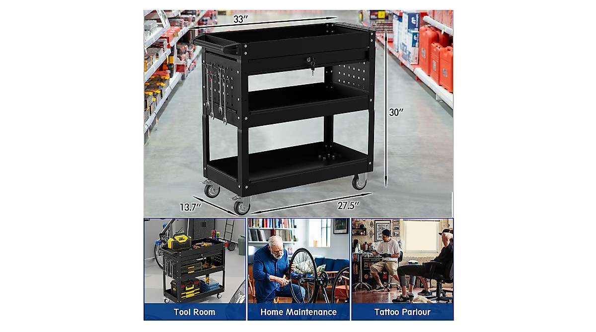 Heavy-Duty Rolling Tool Cart for Garage & Warehouse