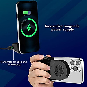 Magnetic Camera Handle, Magnetic Camera Handle Bluetooth Bracket, Smart Phone Handle, with Magsafe Bluetooth Wireless Camera Shutter, Suitable for iPhone Samsung Android Vlog Photo and Video Shooting