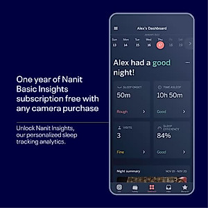 Nanit Pro Smart Baby Monitor & Floor Stand – Wi-Fi HD Video Camera, Sleep Coach and Breathing Motion Tracker, 2-Way Audio, Sound and Motion Alerts, Nightlight and Night Vision, Includes Breathing Band