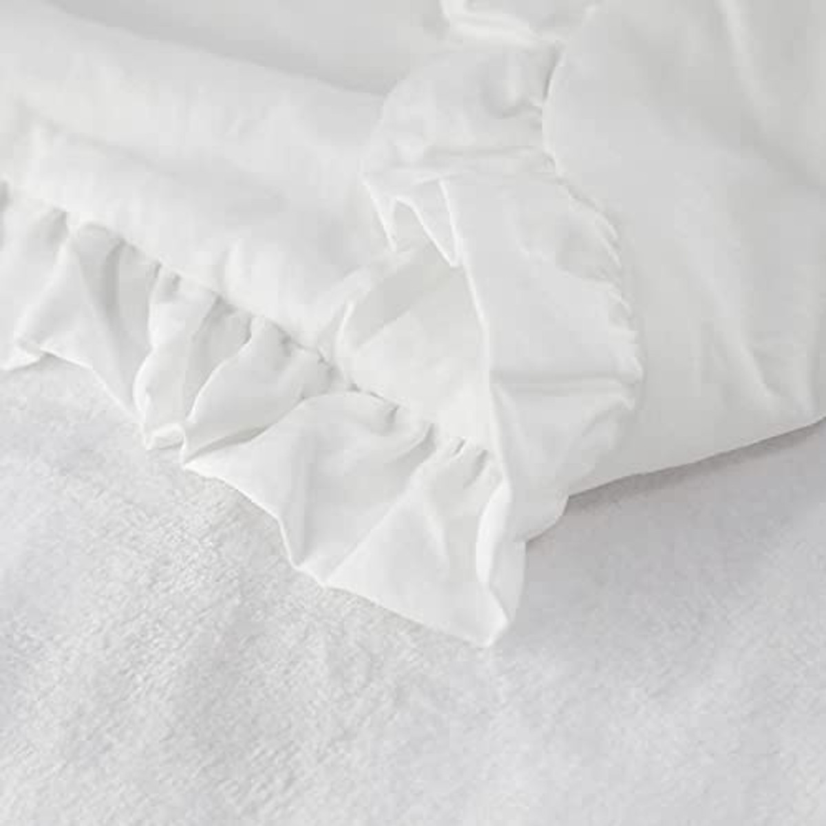 Sahaler Blush Coral Pink Ruffle Crib Quilt Baby Girl Bedding Blanket Comforter Nursery Boys Girls Quilt (White Ruffle Blanket)