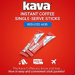 Kava Low Acid Instant Coffee Single Serve Stick Packets, 20 Count