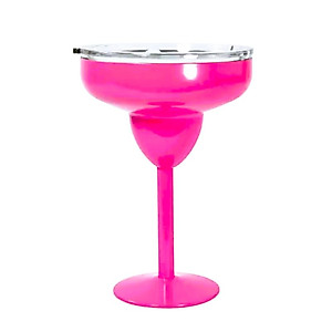 Margarita Stainless Steal Tumbler with Lid, Insulated Drink Cup, Pool Party Gift Mug, Beach Vacation Water Holder, Outdoor Patio Party, Ice Cold Cocktail, Break Resistant Wine Glass (Pink)